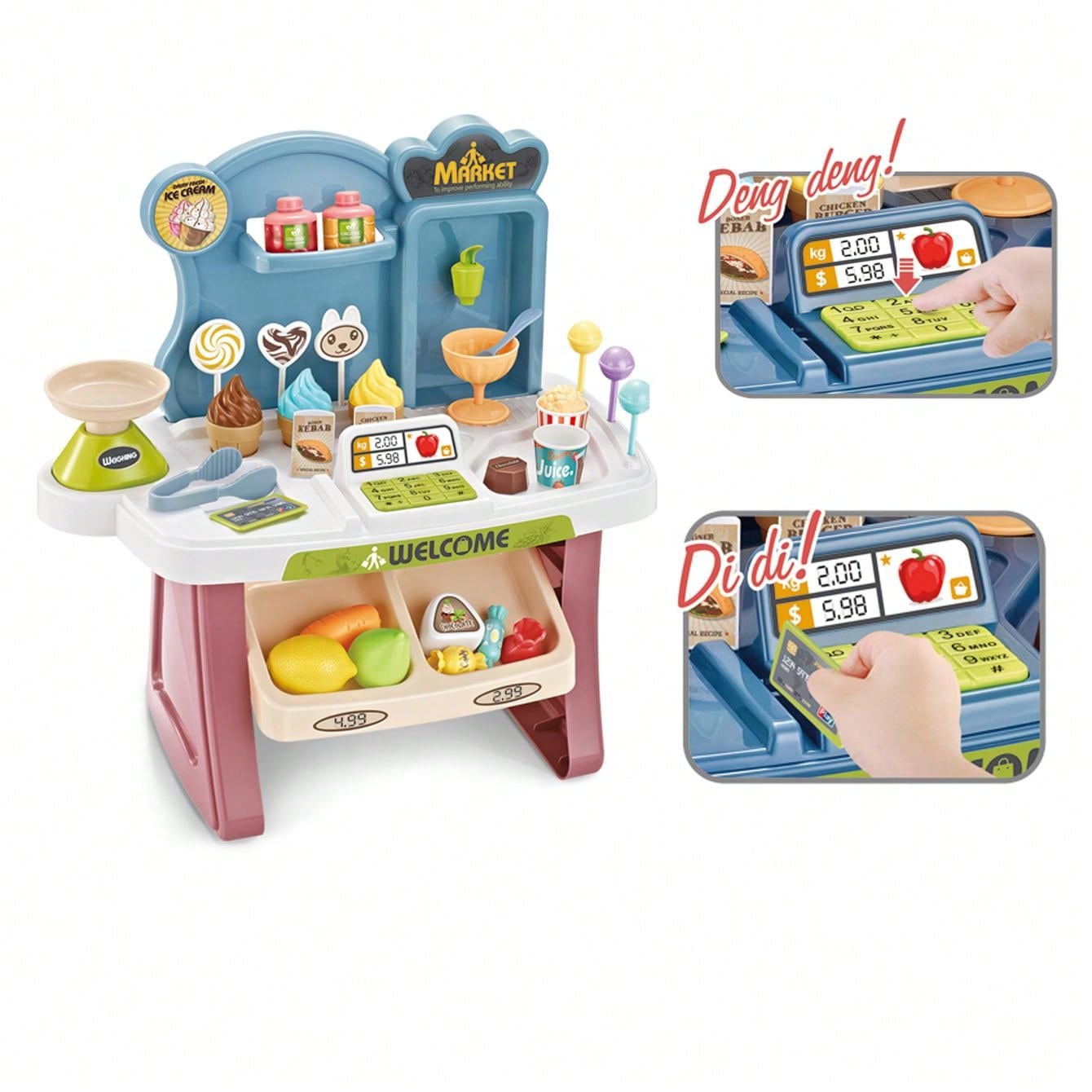 33pcs Multi-Functional Grocery Store Kids' Play Set With Cash Register ...
