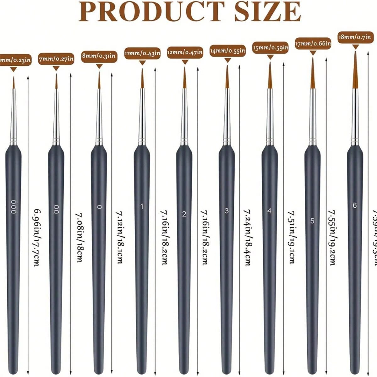 11pcs Miniature Paint Brushes Art Painting Brushes Weasel Hair Paint ...