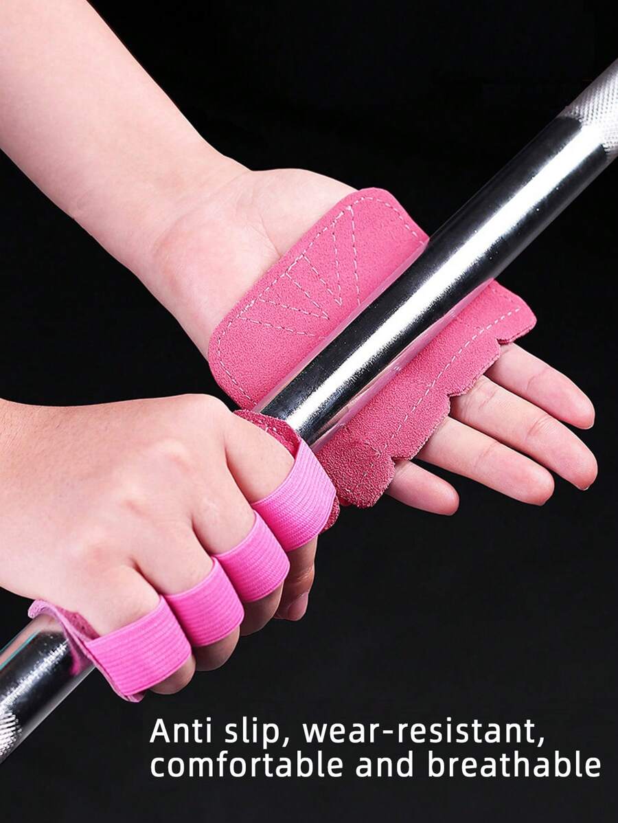 1pair Pink Four Finger Palm Guard With Support Strap, Made Of Cowhide ...