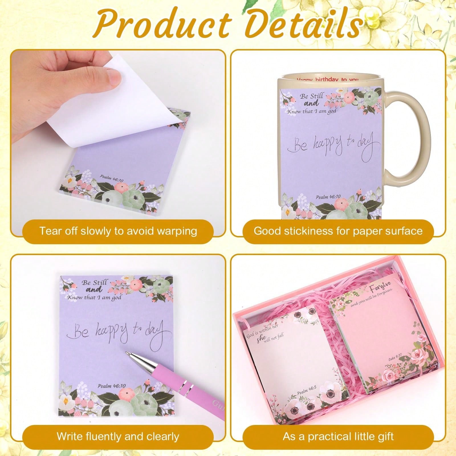 9 Pcs Bible Sticky Notes Set, 3 X 4 Inch Note Pads Floral Self Adhesive ...