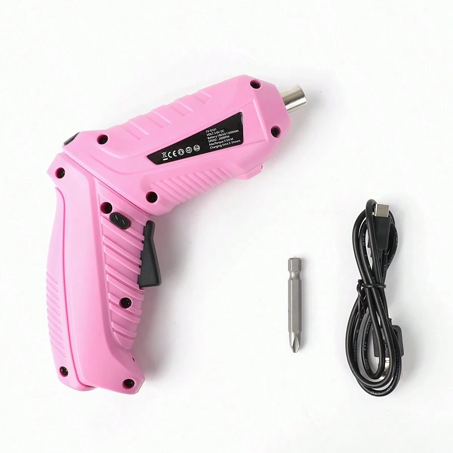Pink Power Cordless Electric Screwdriver Rechargeable Electronic Mini ...
