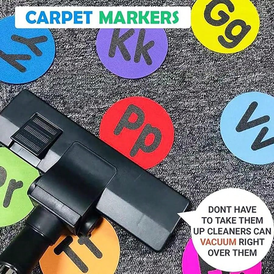 Cunese Carpet Markers, 26 Pcs 4 Inch Alphabet "A-Z" Adhesive Sit Spots ...