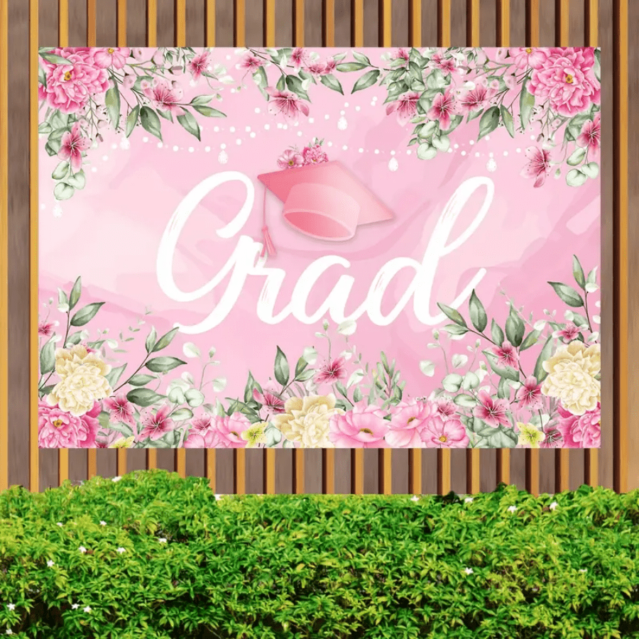 1pc 210 X 150Cm Pink Graduation Background, Congratulations Graduation ...