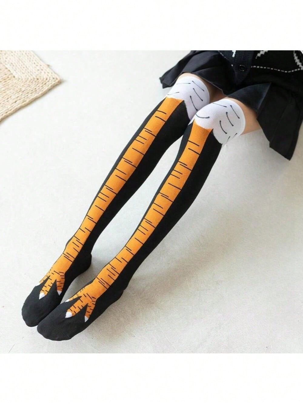 Calcetines de patas de pollo para mujeres, calcetines largos hasta la ...