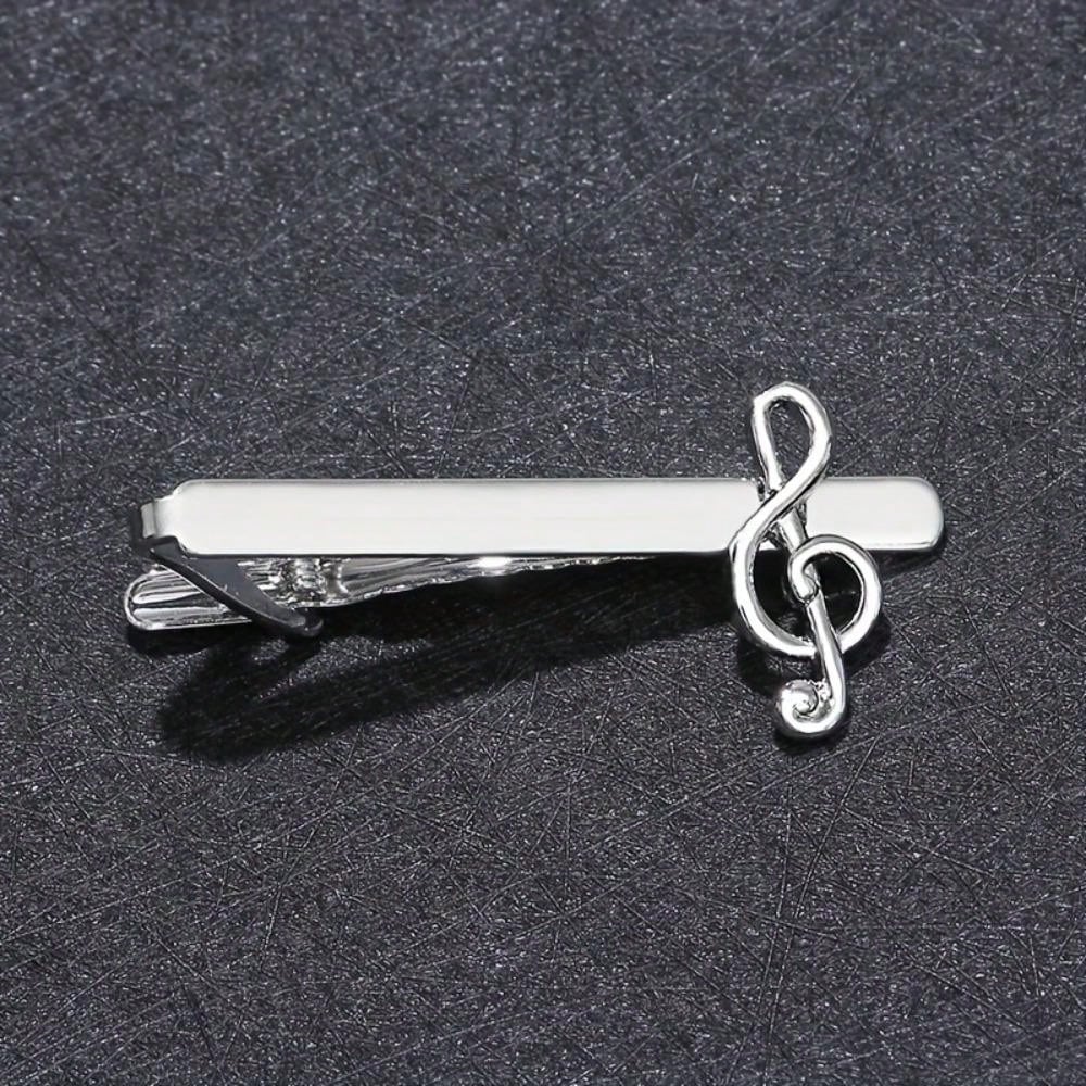 1 Men S Shirt Tie Clip Creative Silver Note Collar Clip Fashion