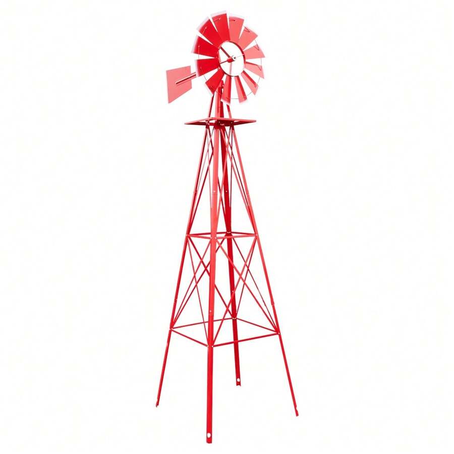 Kipozi 8ft Garden Windmill, Heavy-Duty Metal Weather Vane For Backyard ...