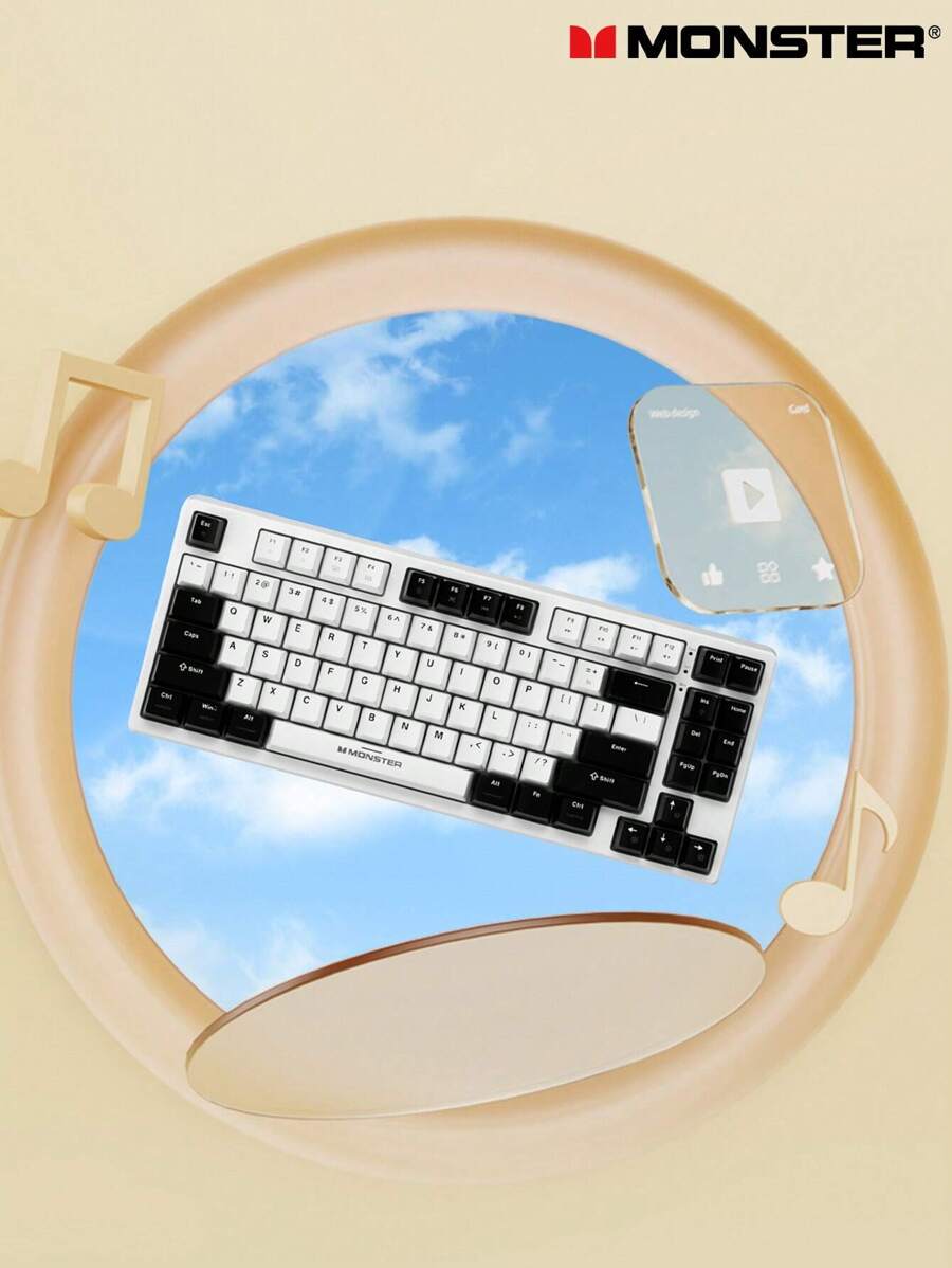 Monster K2s 85-Key Black & White Mechanical Keyboard With Gaming ...