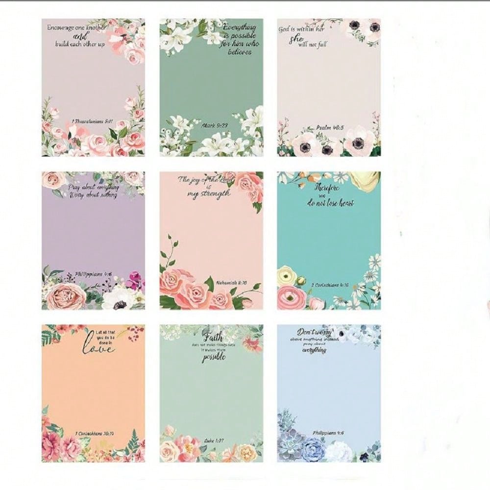 9 Pcs Bible Sticky Notes Set, 3 X 4 Inch Note Pads Floral Self Adhesive ...