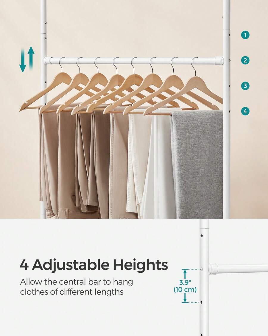 SONGMICS Clothes Rack, Industrial Double Rod Metal Clothing Rack For ...