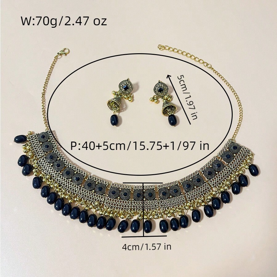 3pcs/Set Elegant Retro Alloy Rhinestone Colored Beads Pendant Bohemian ...