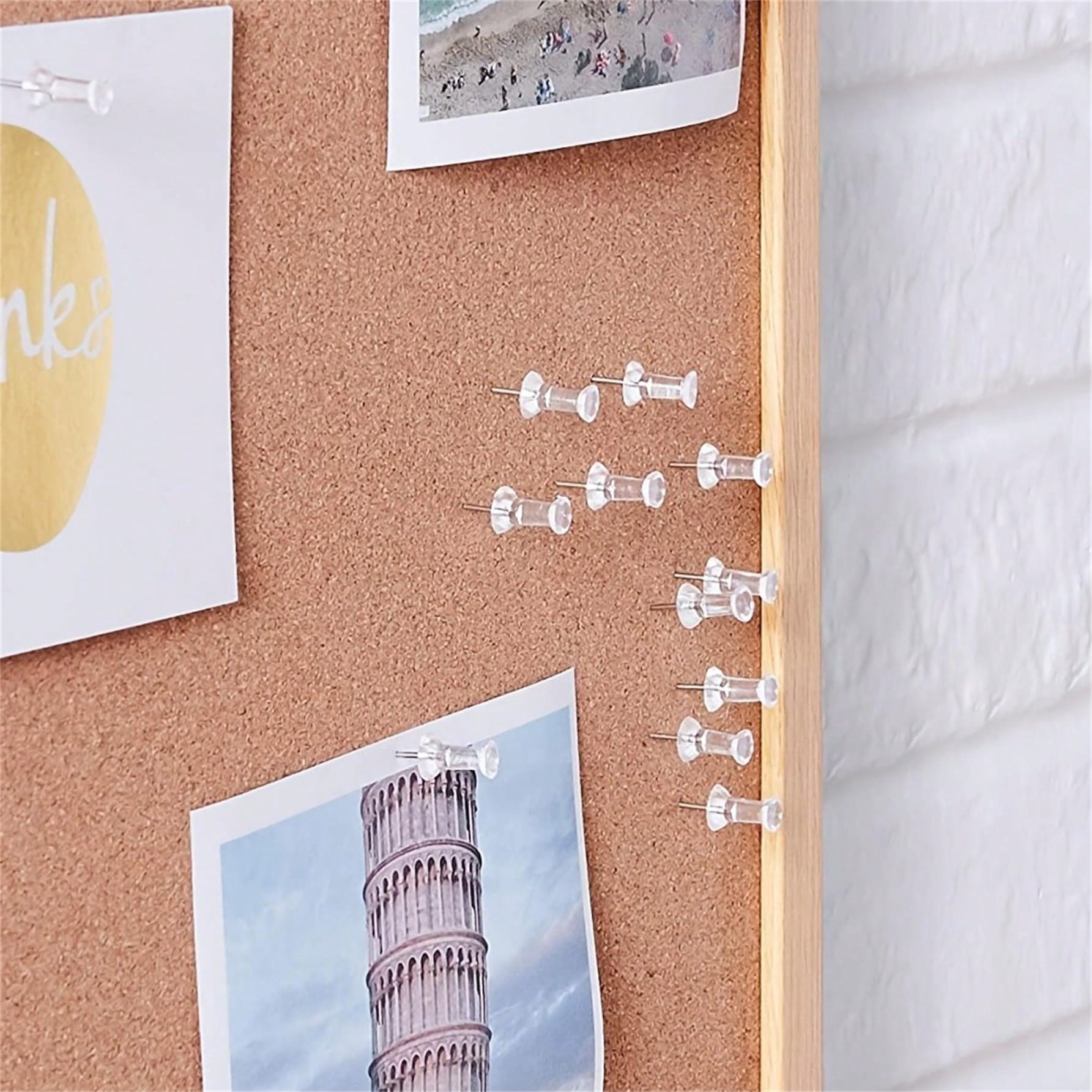 100-Count Clear Steel Push Pins With Plastic Storage Box - Perfect For ...