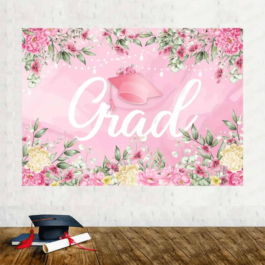 1pc 210 X 150Cm Pink Graduation Background, Congratulations Graduation ...
