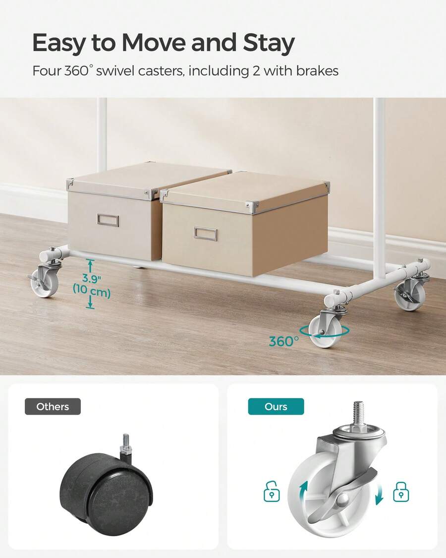 SONGMICS SONGMICS Clothes Rack With Wheels, Heavy-Duty Clothing Rack ...
