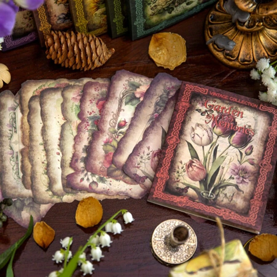 50 Sheets Retro Scrapbook Paper Set Non-Sticky Scrapbook Supplies Pack ...