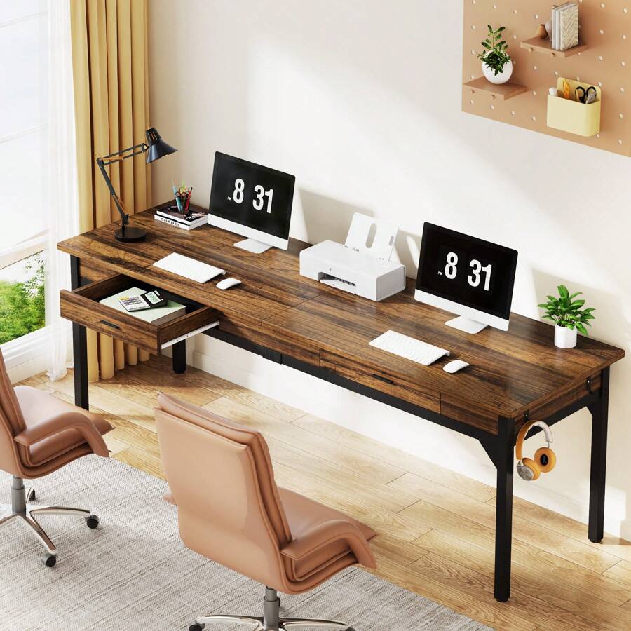 Tribesigns 78.7" Extra Long Computer Desk, [Double Desk] [2 Drawers ...