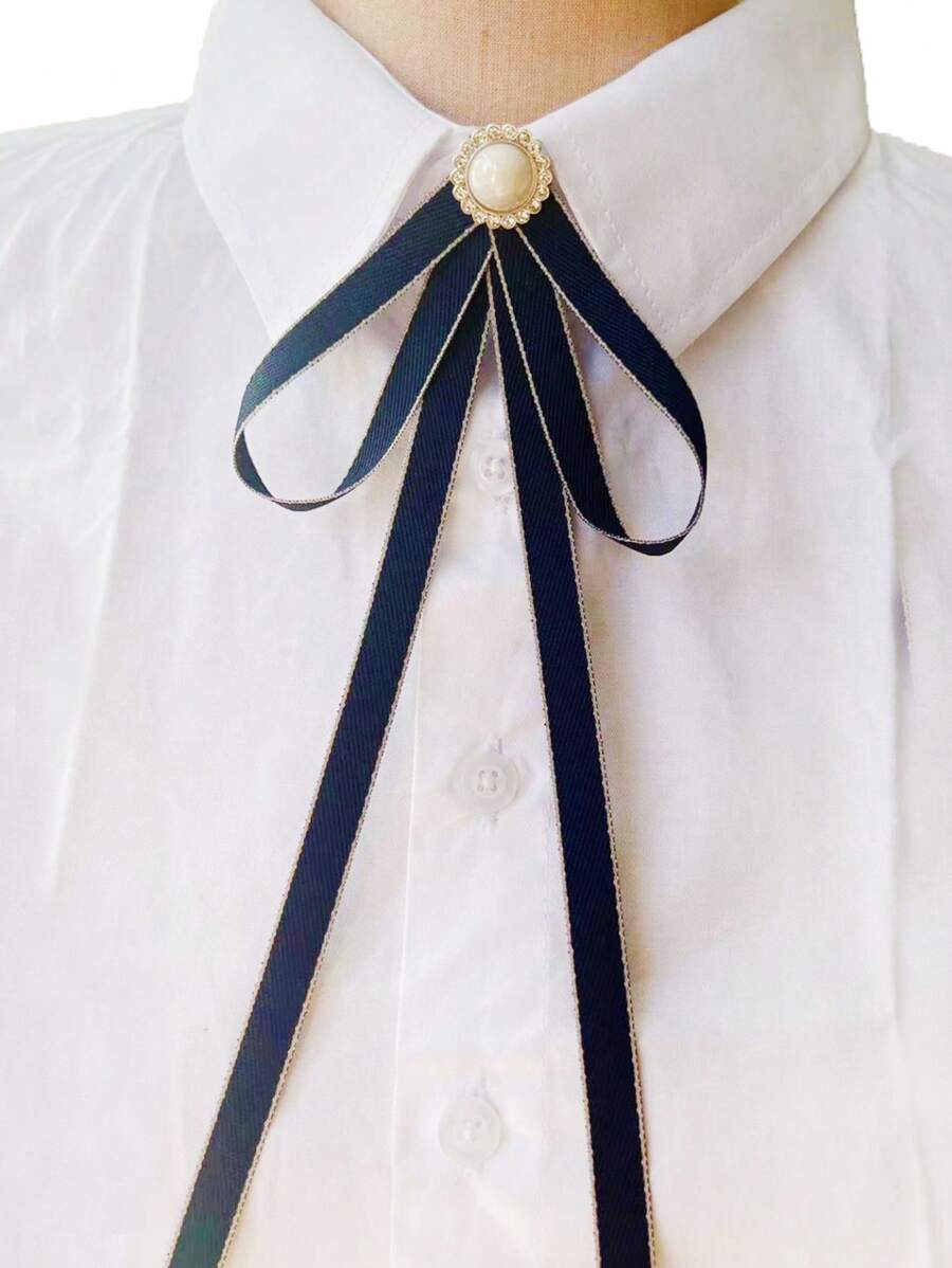 1pc Handmade Navy Blue Selvage Woven Ribbon With Long Streamers ...