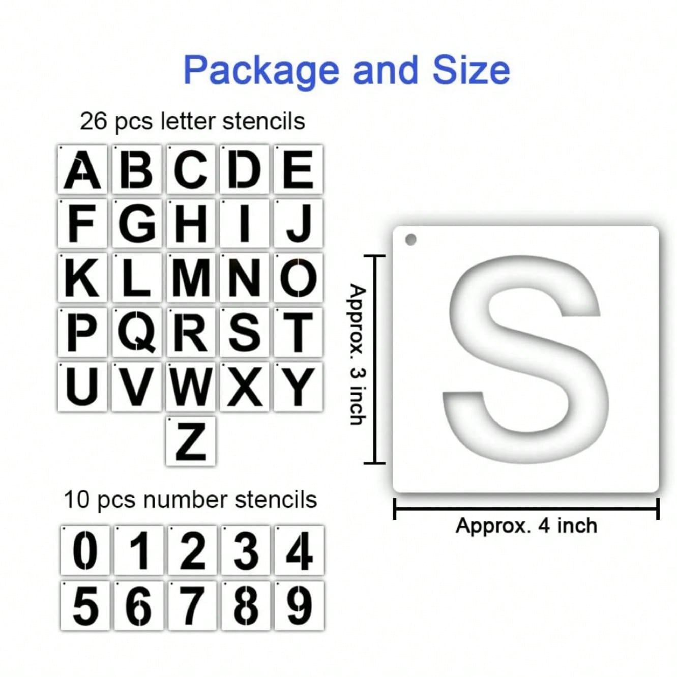 Letter Stencils 65-Piece 3-Inch Set - Alphabet Numbers Symbols For ...