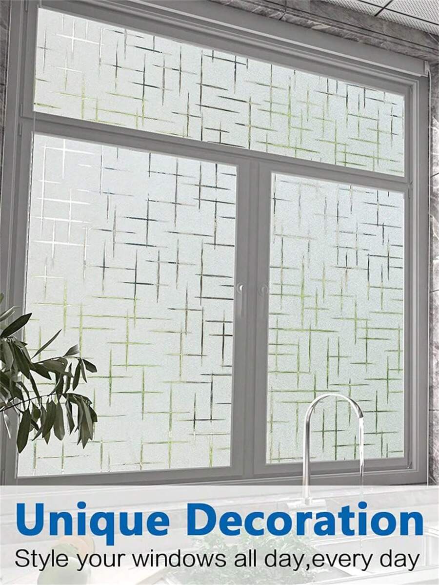 1 Roll Cross Pattern Frosted Glass Window Film, Decorative Window ...