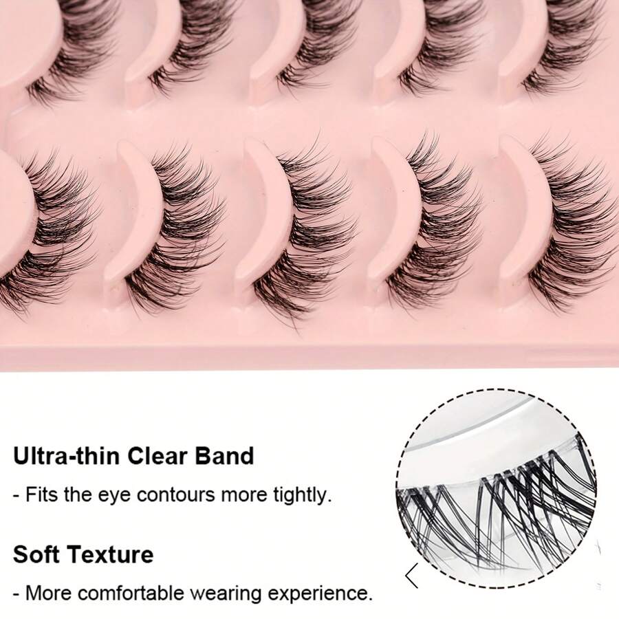 False Eyelash Tufts Natural Look, Wispy Manga Eyelash Extension Cat Eye ...
