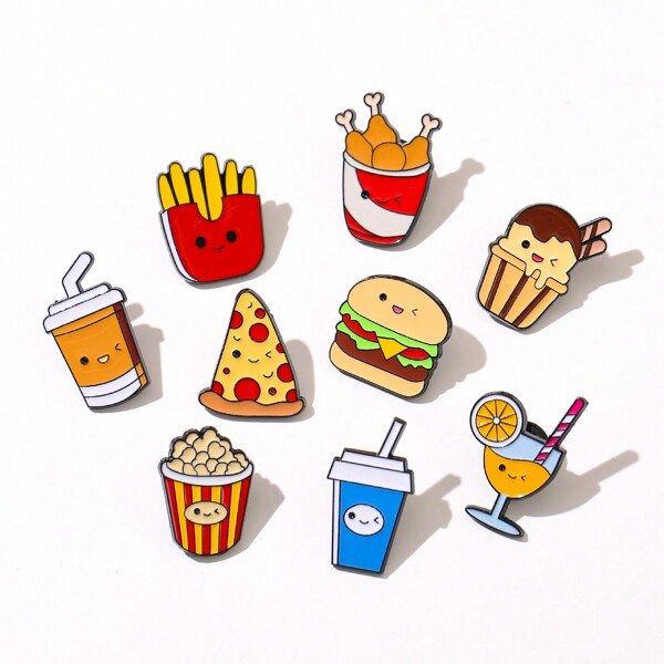 1pc Unisex Miniature Western Food Badge, Cute Brooch Pin For Collar ...