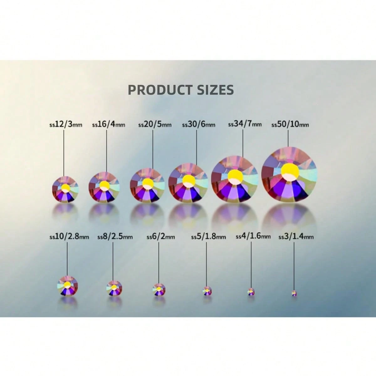 1Package SS50(10.0-10.5mm)144pcs Flatback Non Hotfix Rhinestones SS3 ...