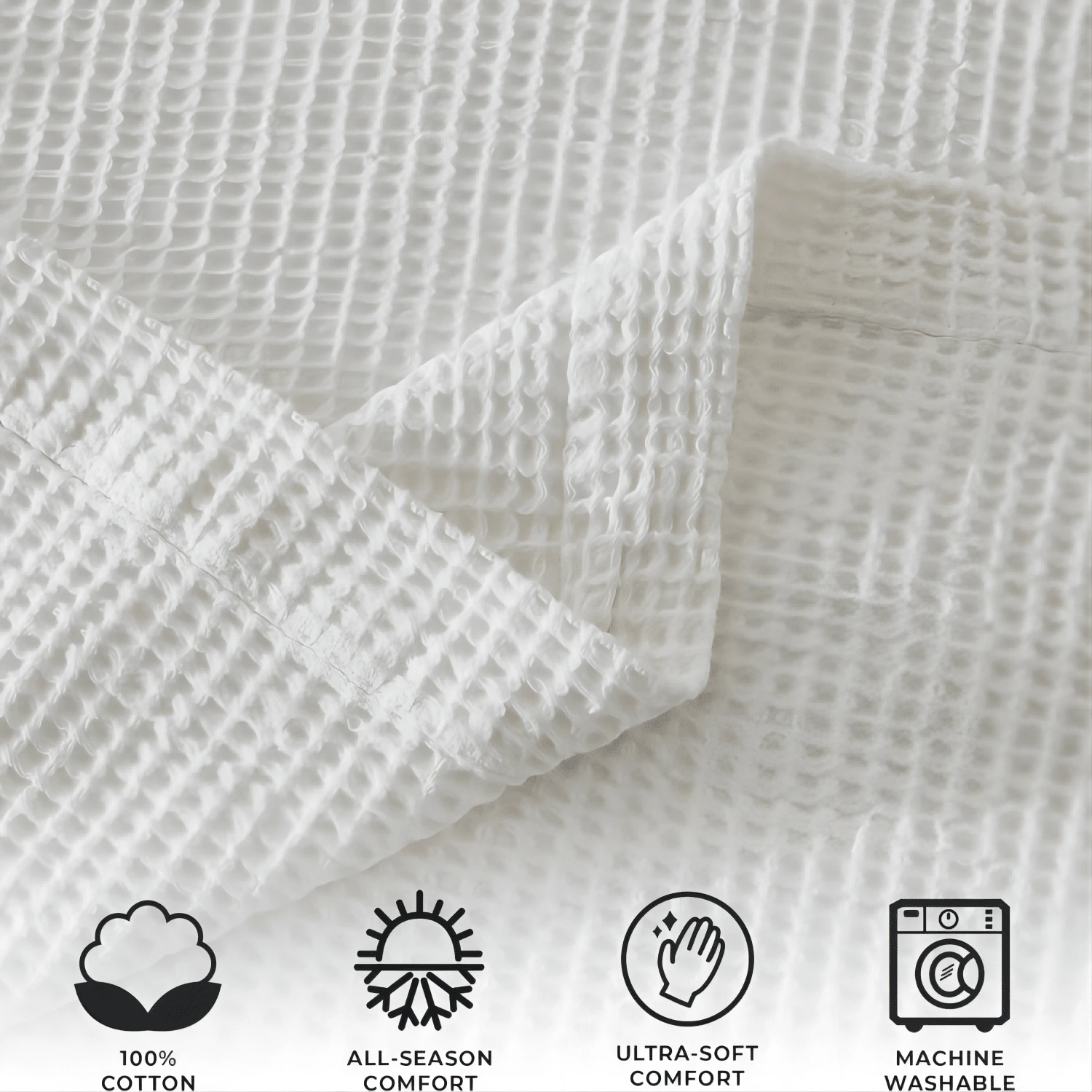 YONGSTYLE 100% Cotton Waffle Weave Thermal Blanket. Super Soft Season ...