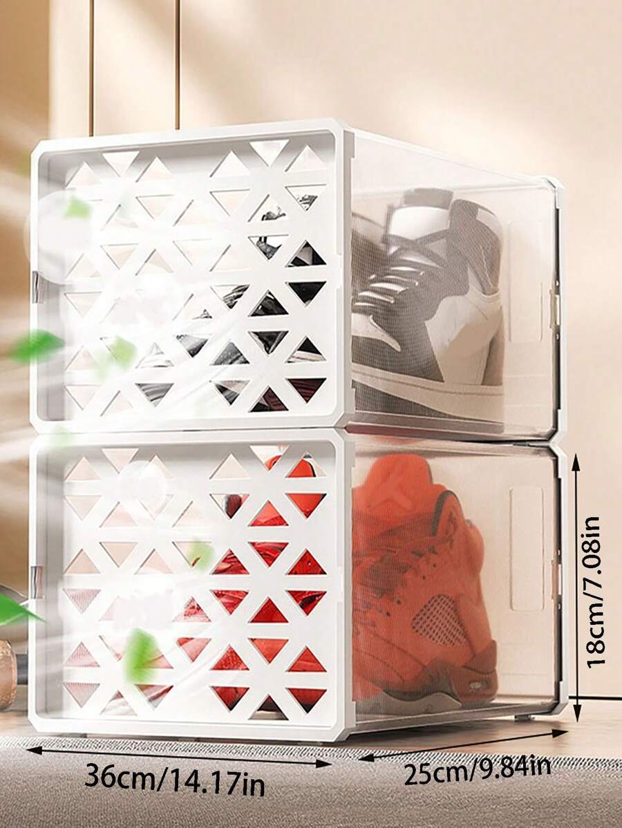 6pcs Double Transparent Thickened Large Capacity Diamond Pattern Shoe ...