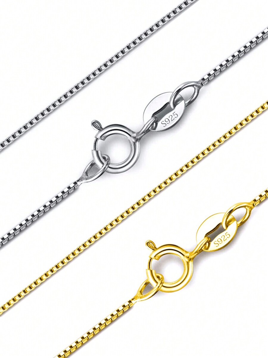 925 Sterling Silver Chain Necklace For Women Girls, Box Chain Lobster ...