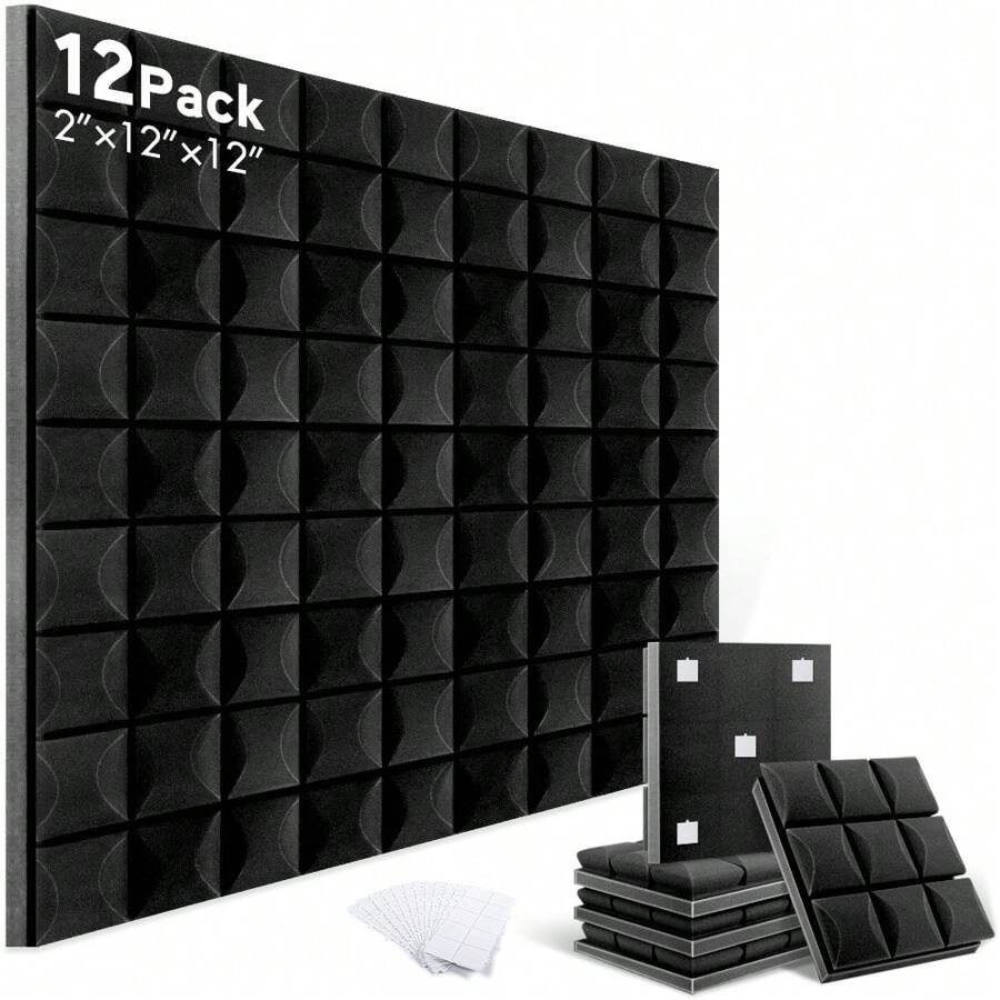 12 Pack-12x12x2 Inches Mushroom Studio Wedge Tiles, Sound Panels Sound ...