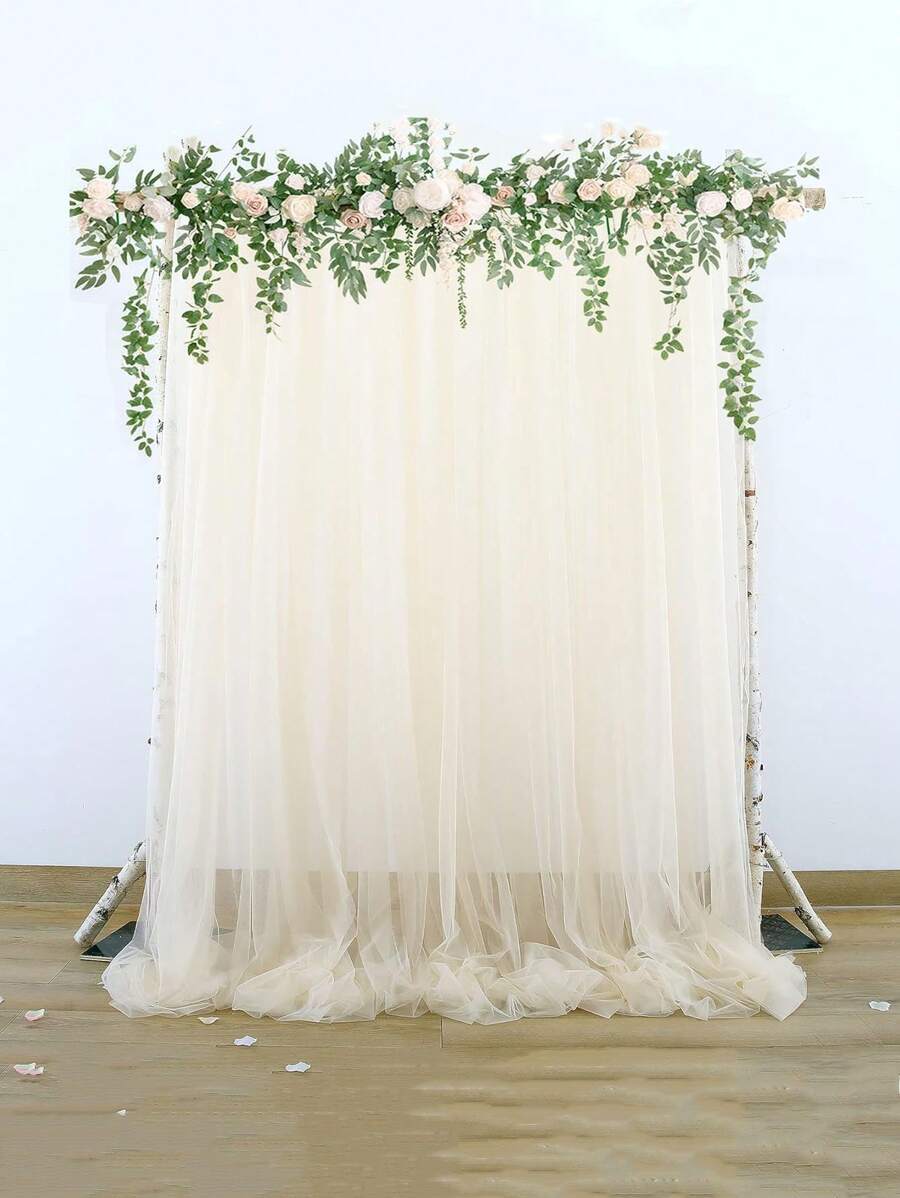 1pc-200*160cm Champagne-Colored Sheer Backdrop Curtain For Wedding ...