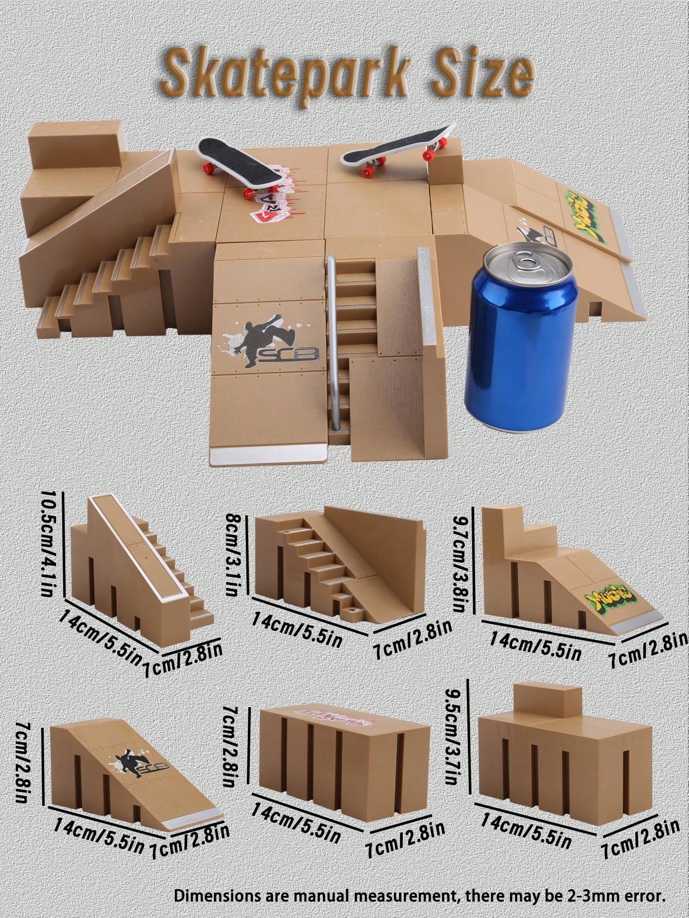 8-In-1 Finger Skateboard Skatepark DIY Mini Park Ramp For Tech Practice ...