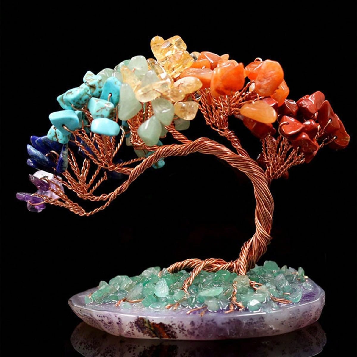 Mini Natural Reiki Healing 7 Chakra Good Luck Money Tree Crystal Tree ...