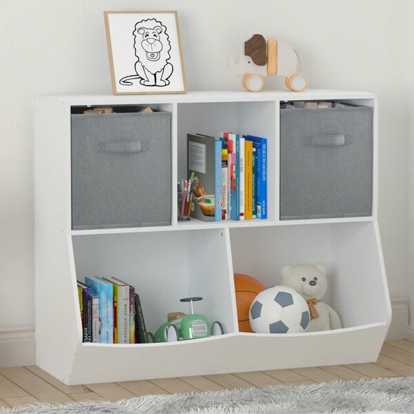 Kids Bookshelf, Wooden Bookcase, Toy Storage Cabinet Organizer, Book ...