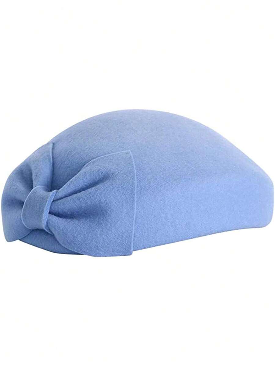 100% Wool Felt Pillbox Hats Fascinator For Women Elegant Wedding Fedora ...