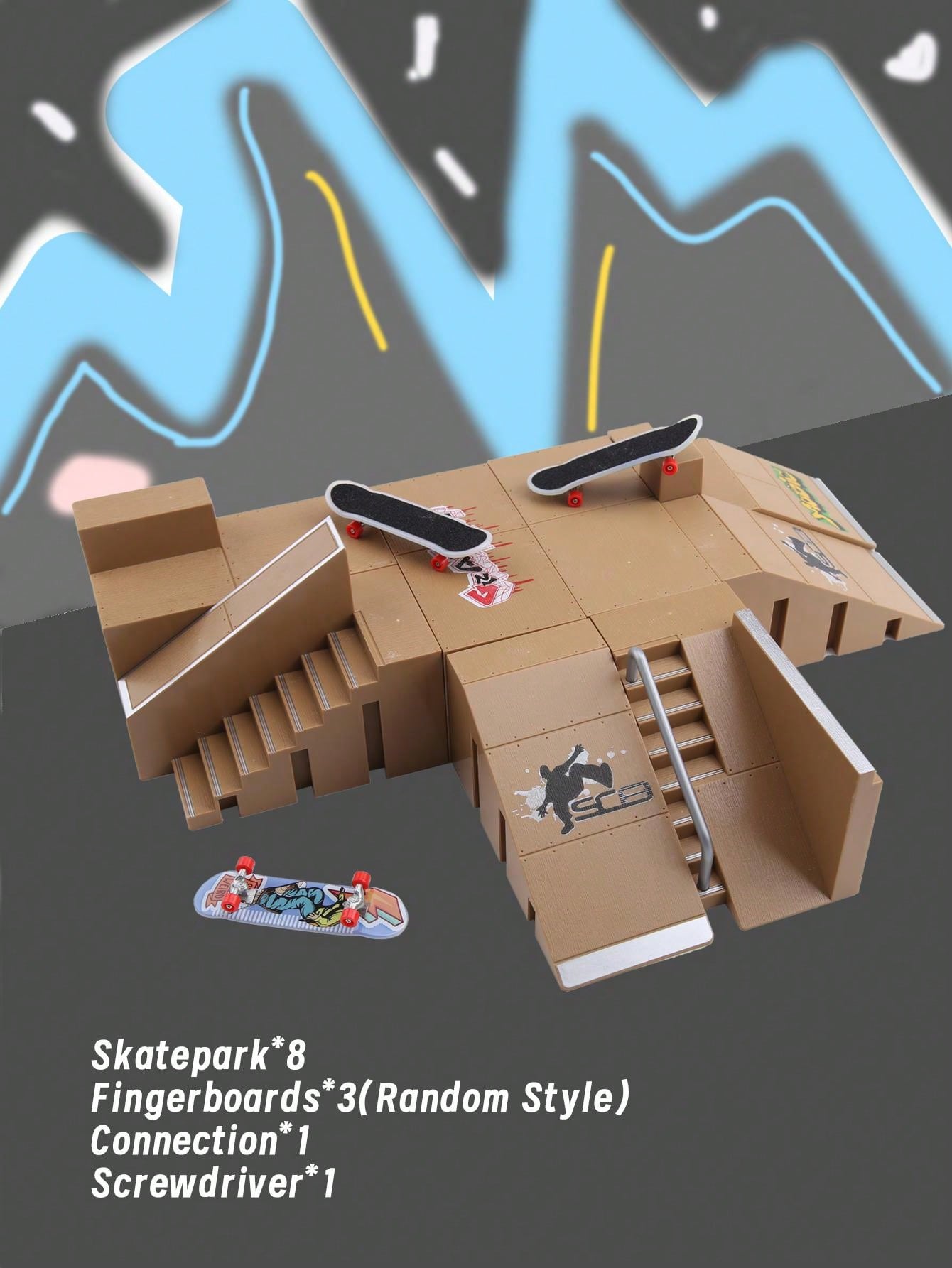 8-In-1 Finger Skateboard Skatepark DIY Mini Park Ramp For Tech Practice ...