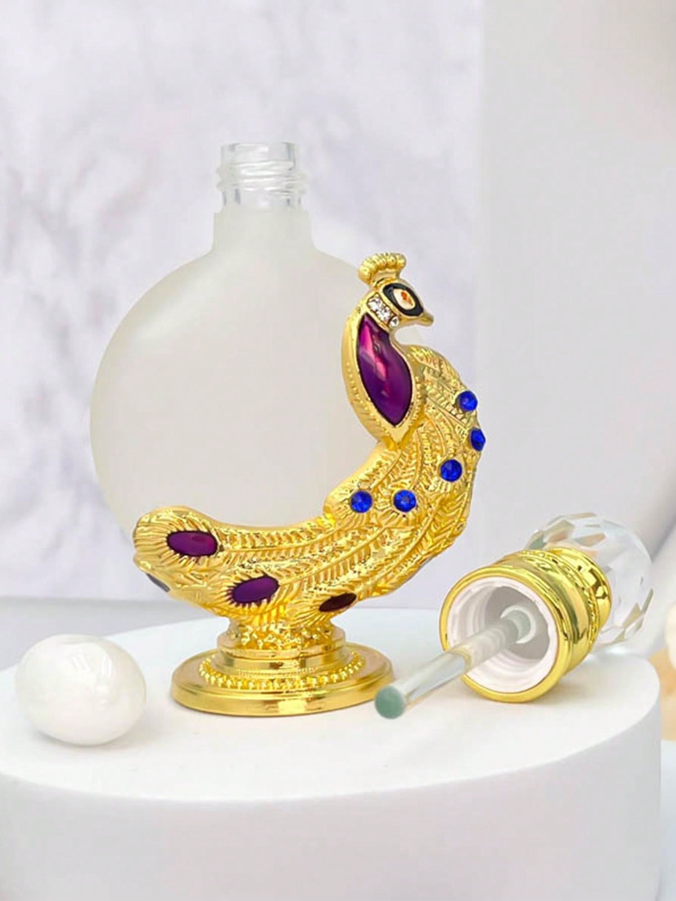 Vintage Perfume Empty Bottle 10ml Peacock Statue Perfume Bottle Frosted ...