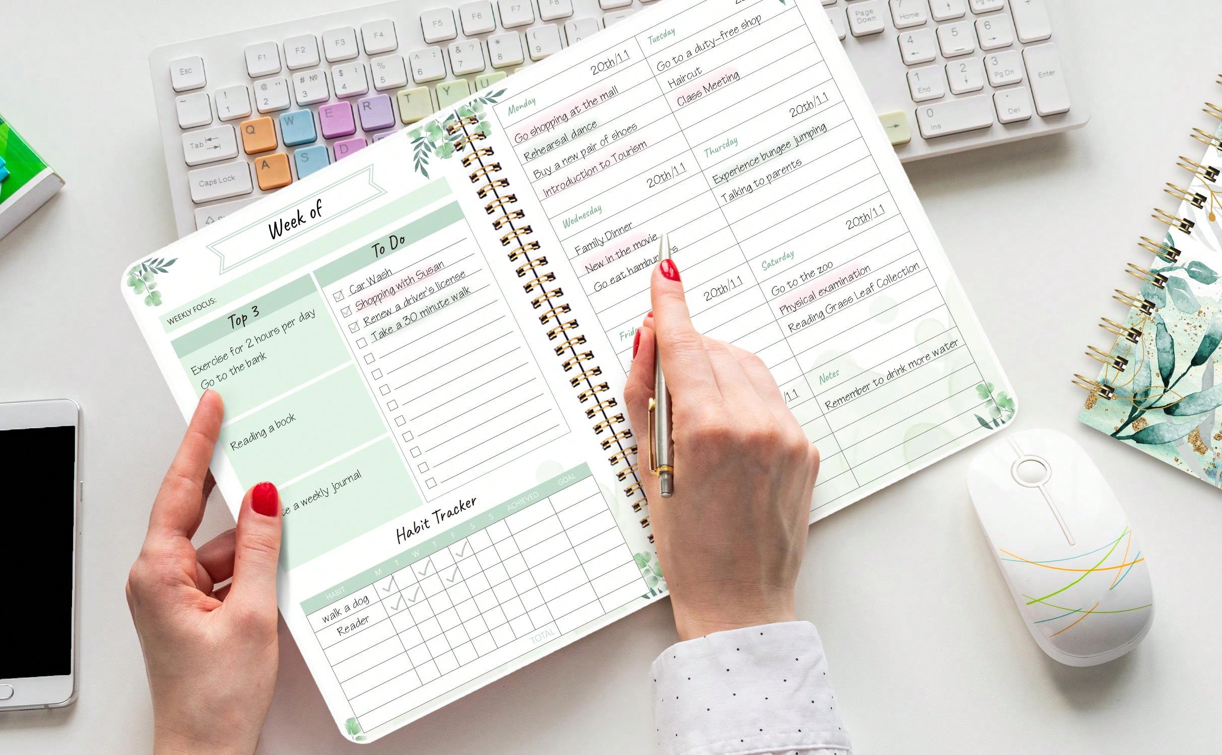 1 Pieza Cuaderno De Planificación Diaria Y Semanal No Fechado A5 Con ...