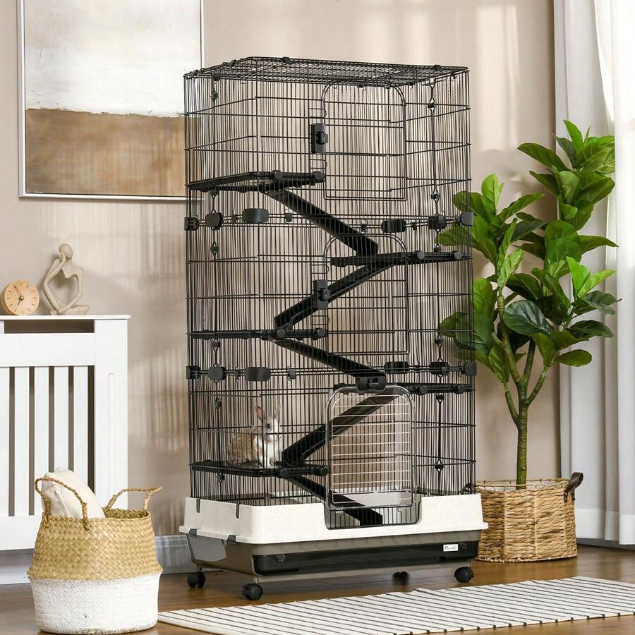 Small Animal Cage With Wheels, Portable Bunny Cage 6-Tier | SHEIN USA
