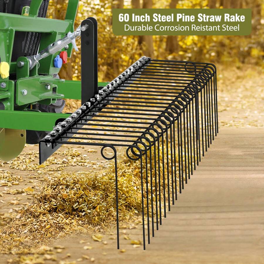 Powder Coated Steel Pine Straw Rake, Coil Spring Tines Durable Steel ...