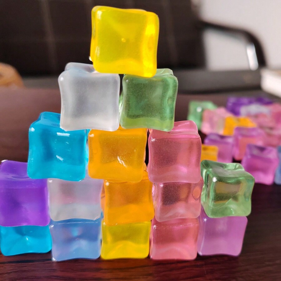 10pcs Luminous 3d Colored Ice Block Handmade Cartoon Fish Tank Flower ...