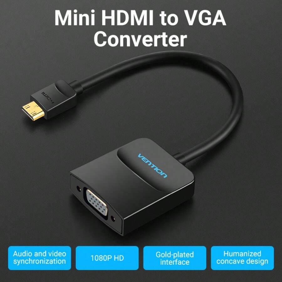 VENTION Mini HDMI To VGA Adapter Converter With 3.5mm Audio Jack Cable ...