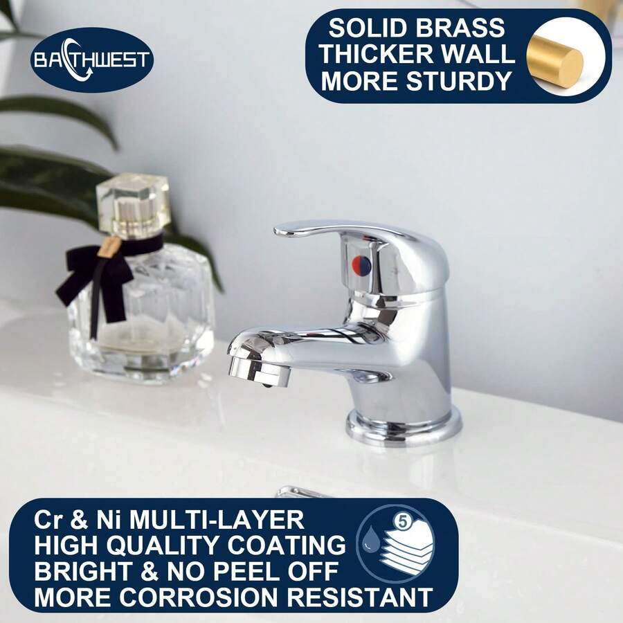 Basin Mixer Tap With Pop Up Waste, Monobloc Brass Bathroom Sink Taps ...