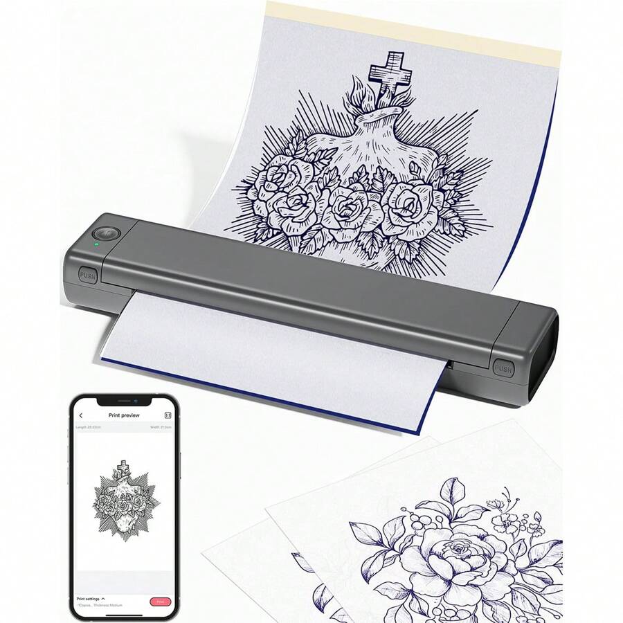 Phomemo M08F Bluetooth Tattoo Stencil Printer, Wireless Thermal Tattoo ...