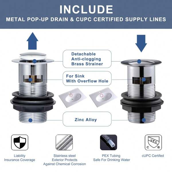 Modern Chrome Finish Monobloc Single Lever Basin Mixer Tap For Bathroom ...