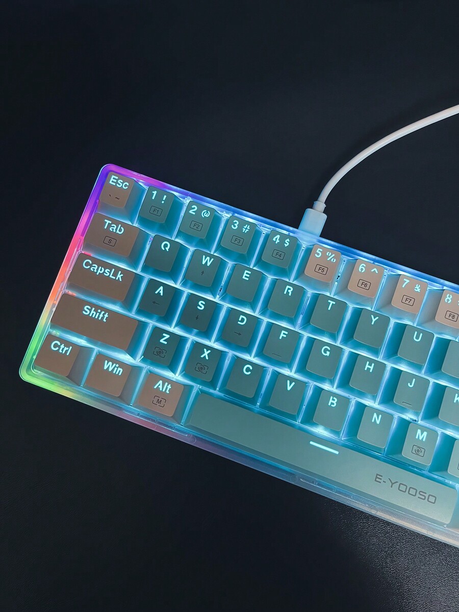 One Blue, White, And Pink Splicing Mechanical Keyboard With Red Switch ...