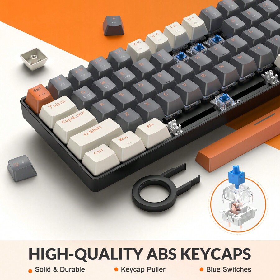 MAGIC-REFINER RK68 Wireless Mechanical Keyboard, 60% Percent Gaming ...