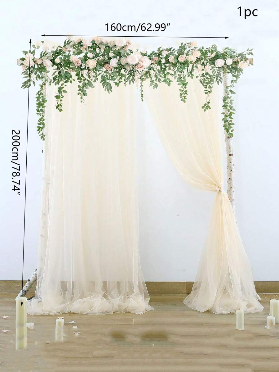 1pc-200*160cm Champagne-Colored Sheer Backdrop Curtain For Wedding ...