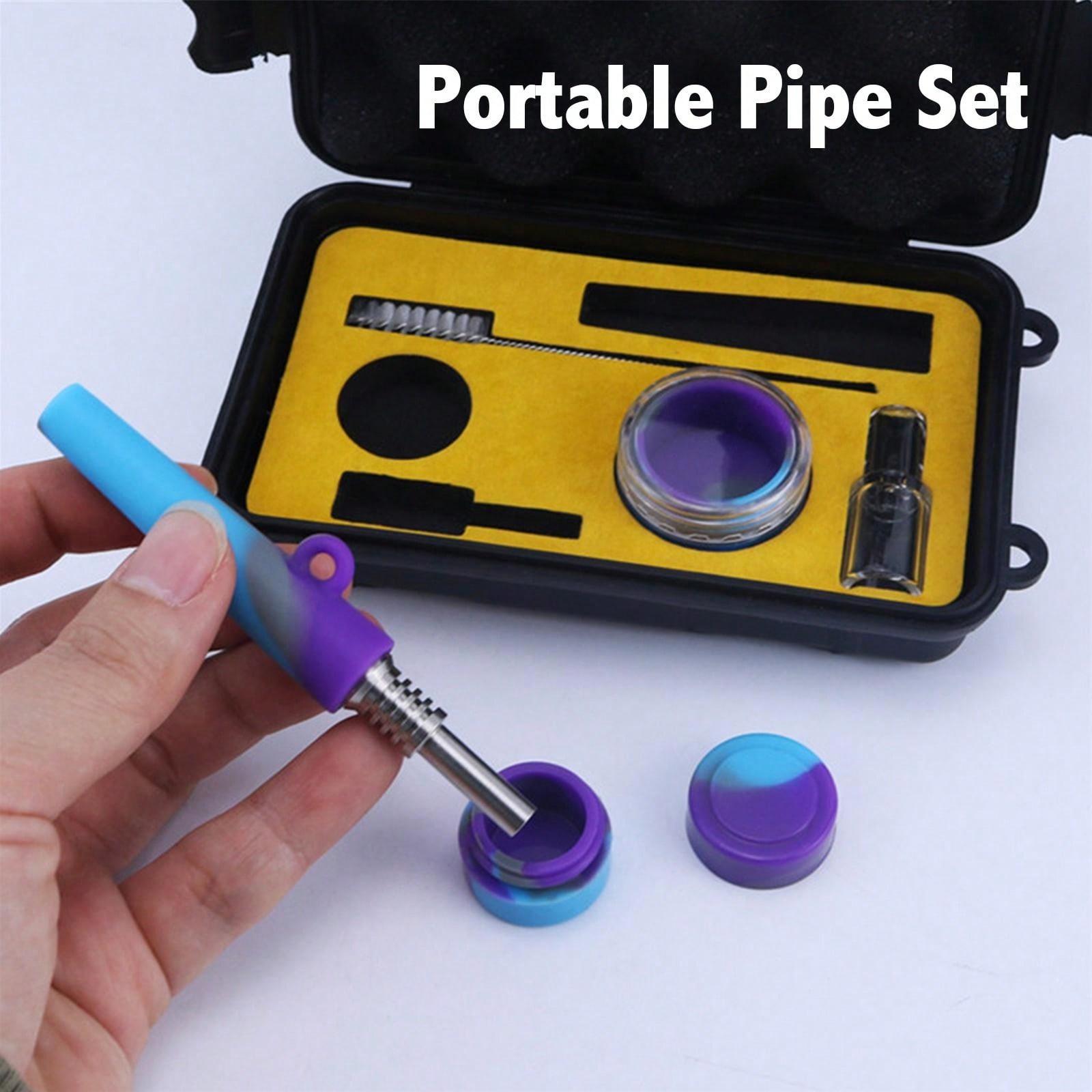 Portable Pipe Set, Silicone Pipe Smokers Full Set, Leather Pipe Pouch ...