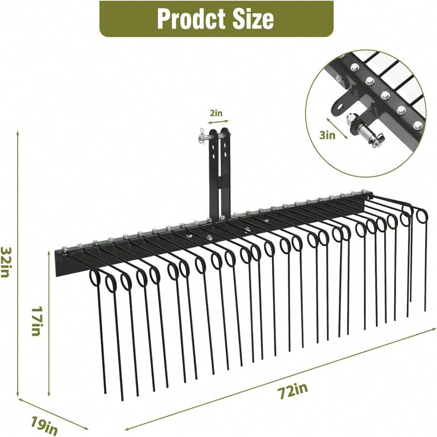 Powder Coated Steel Pine Straw Rake, Coil Spring Tines Durable Steel ...