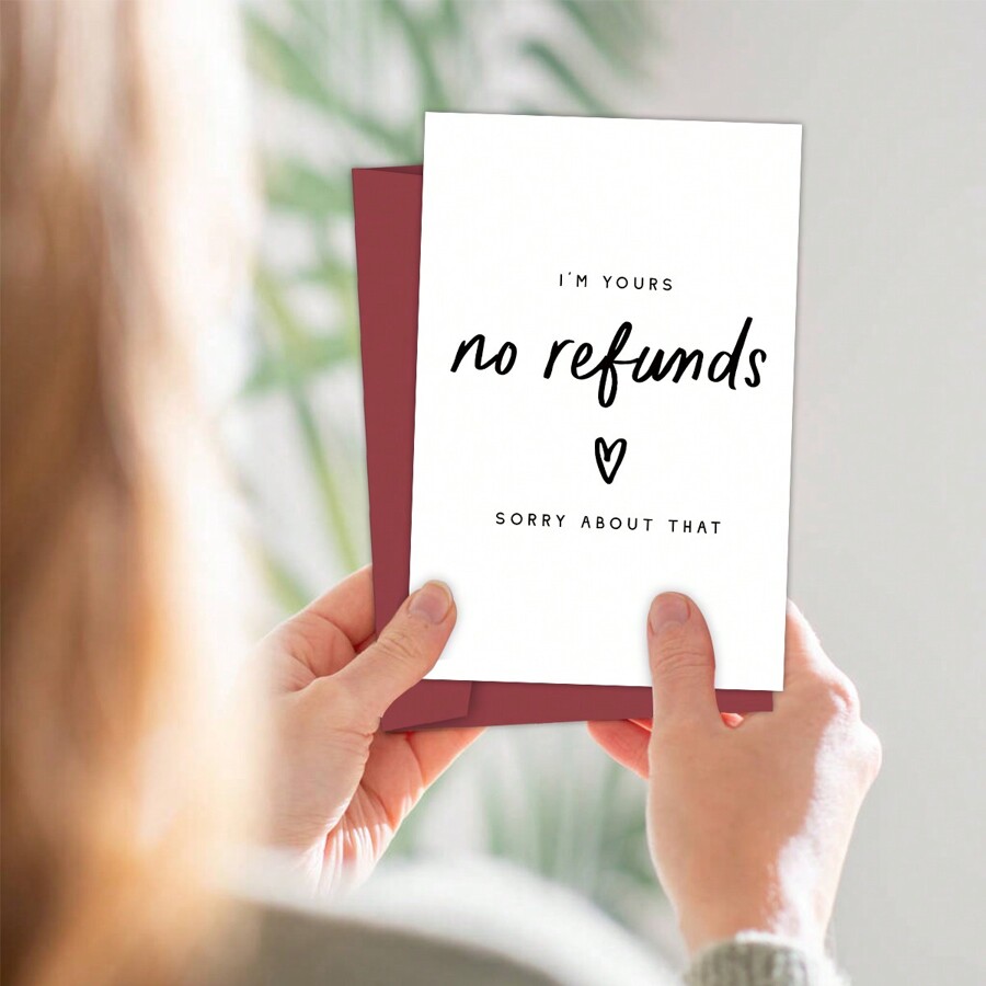 1pc Anniversary Card "I'M Yours No Refunds" Funny Anniversary Card For Him, Joke Anniversary ...